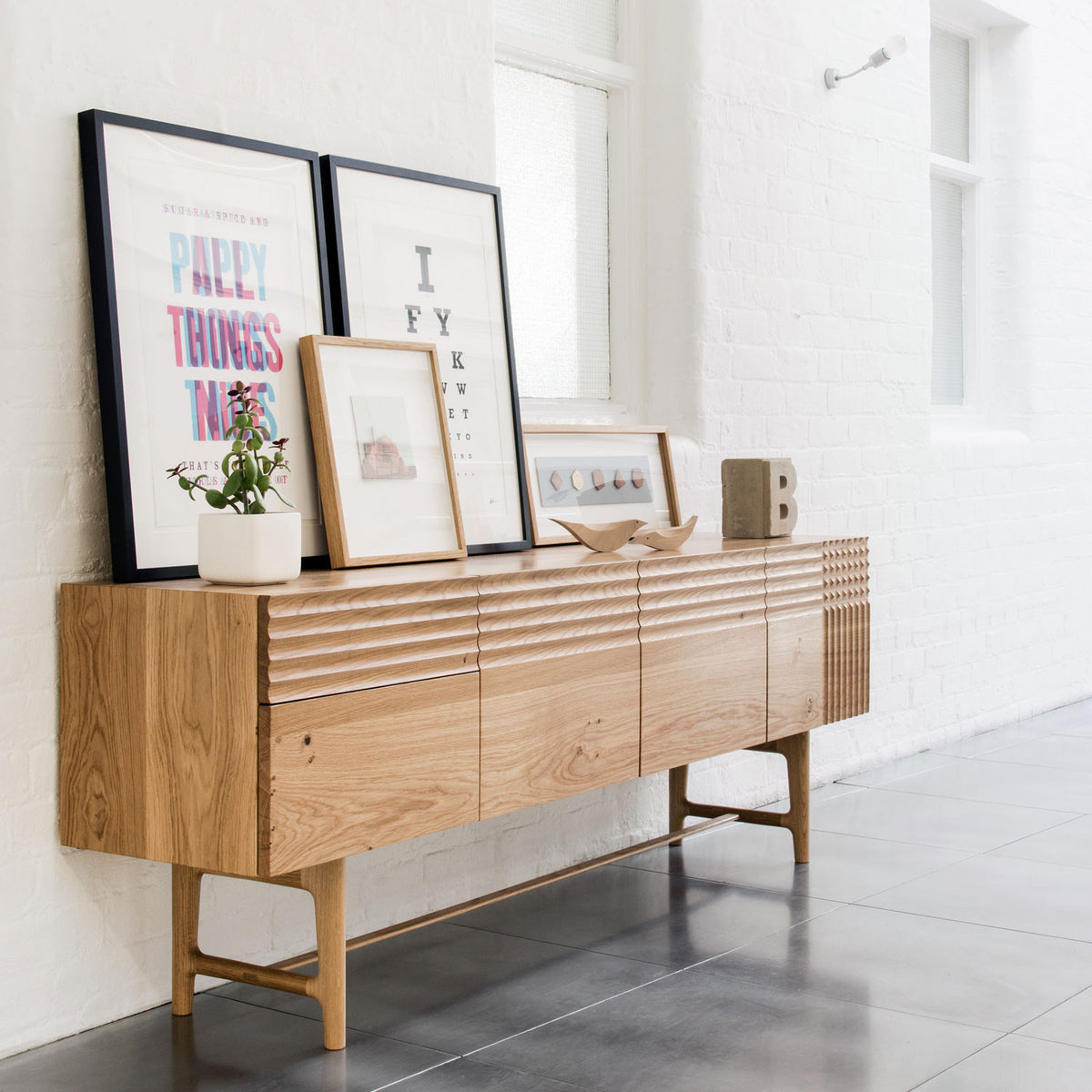 Solid Oak Contemporary Cabinet With Exquisite Fluted Detailing - Nick ...