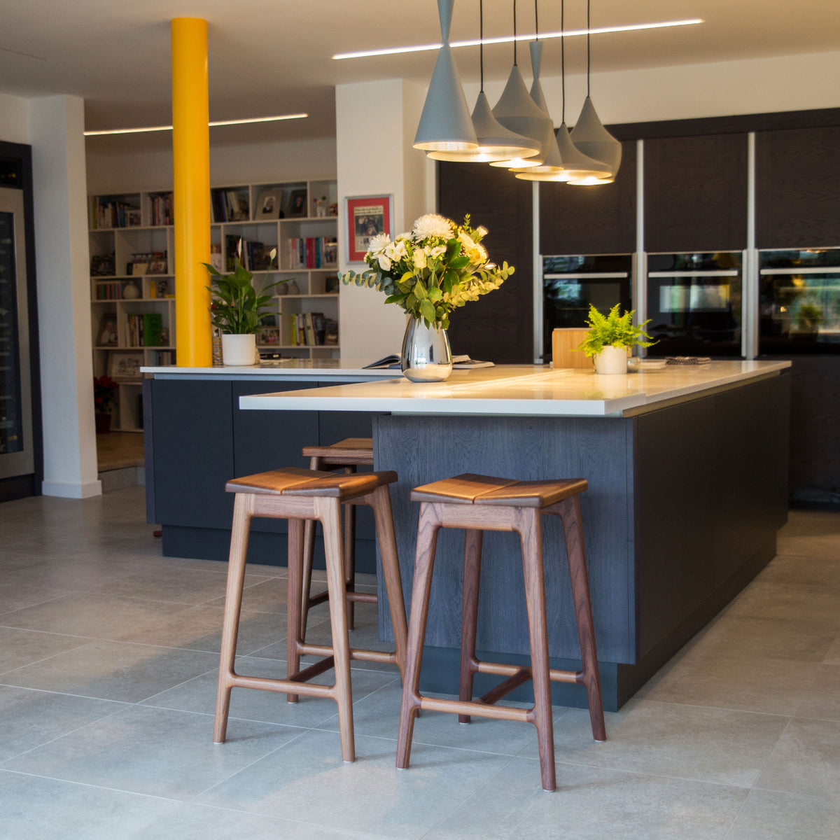 Handmade modern large oak stool - Nick James Design
